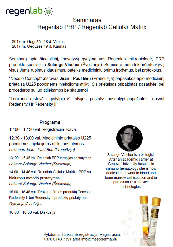 Seminaras „Regenlab PRP / Regenlab Cellular Matrix“ – Lietuvos ...